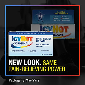 Icy Hot Original Pain Relieving Cream 1.25 oz. Powerful Pain Relief for Muscles & Joints White