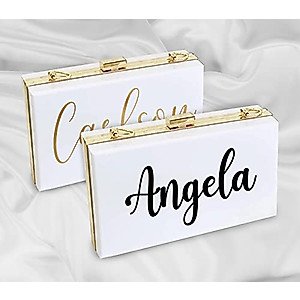 Custom Clutch Bag Add Your Text Bridal Shower Engagement Gift Shoulder Acrylic Handbag Women Purse