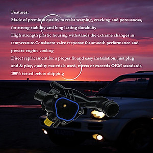 Engine Coolant Thermostat Assembly W/Housing for 2007-2013 Mini Cooper 2011-2012 Mini Cooper Countryman 1.6L I4 Replace 11 53 7 534 521 11537534521 11538699290 11 53 8 699 290 1336Z6 902-812 902812