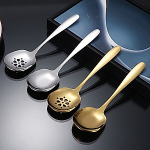 Stainless Steel Buffet Serving Spoon 8.2 inch Slotted Spoons Mirror Polished Large Tablespoons Kitchen Utensil, Dishwasher Safe(slotted spoon,silver)