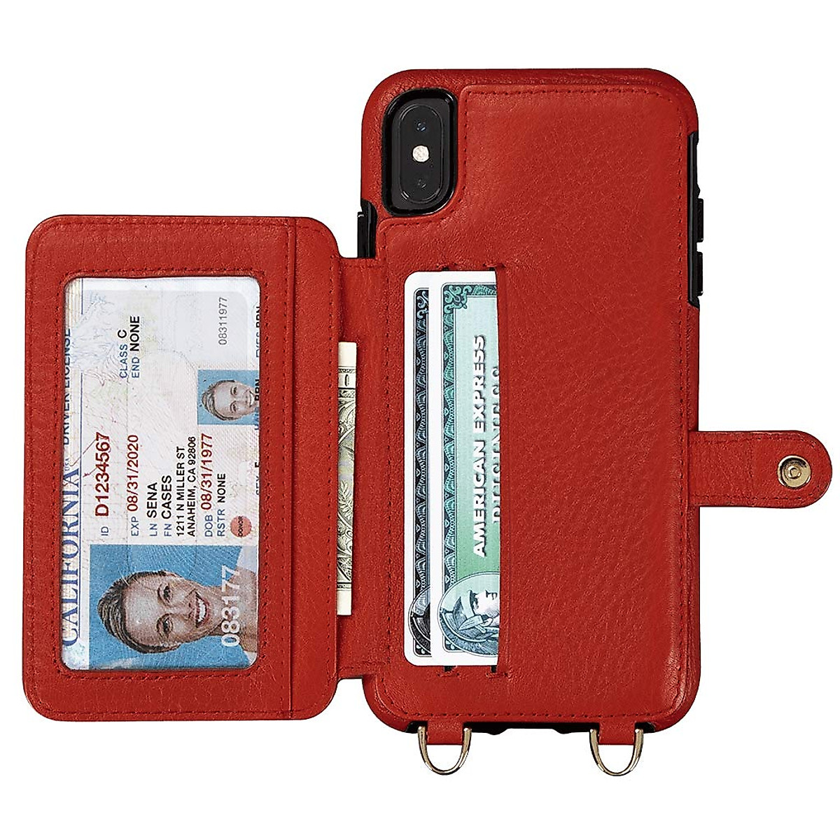 Sena Kyla Crossbody Snap On Cell Phone Case for iPhone XR - Wireless Charging Compatible, Red