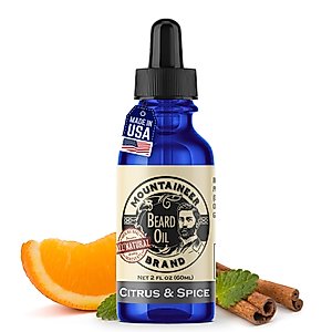 Mountaineer Brand Beard Oil - WV Citrus & Spice Scent - 100% Natural Conditioner and Softener For Men - Hydrates and Moisturizes for Beard Growth - Treats Dry Itchy Beards - 2oz