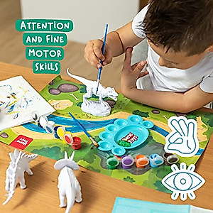 Nene Toys Dinosaur Painting Kit for Kids 3-7 Years [The Kings] – Includes 4 Museum Replicas, 2 Paint Sets, 2 Brushes, Educational Poster and Playmat – Art & Craft Paint Toy for Boys and Girls