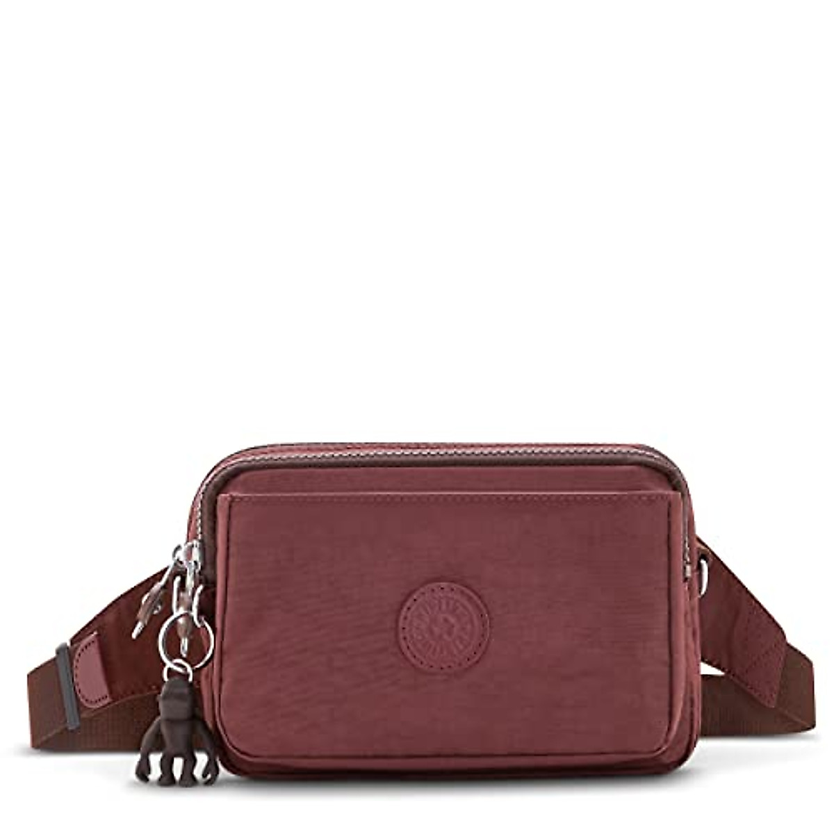 Kipling Womens WomenÂ’s Abanu Multi Bag, Lightweight, Adjustable Nylon Waist Pack With Multi-compartment Crossbody Bag, Mahogany, 7.5 L x 5 H 3.25 D US