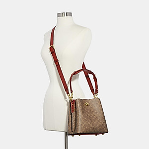 COACH Coated Canvas Signature Willow Bucket 24, B4/Tan Rust, One Size