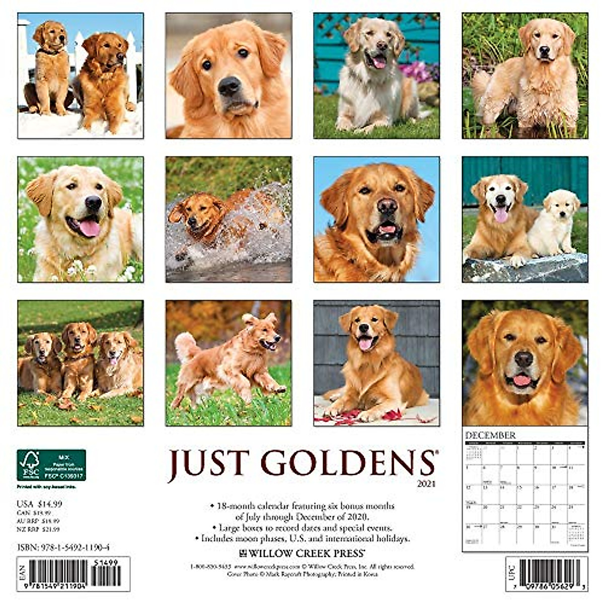 Just Goldens 2021 Wall Calendar (Dog Breed Calendar)