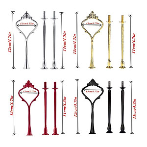 WHZAZGW 4 Sets of 3 Tier Cake Plate Stand Handle, Metal Fruit Cake Cupcake Plate Stand Handle Fitting Hardware, Crown Fittings (Sliver & Gold & Red & Black)