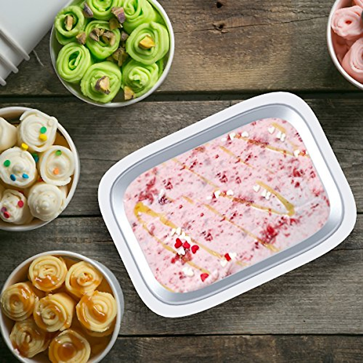 Ice Cream Roller Plate-Anti-Griddle Pan with 2 Spatulas for Easy Homemade Rolled Ice Cream, Gelato, Sorbet-Frozen Treat Maker by Classic Cuisine