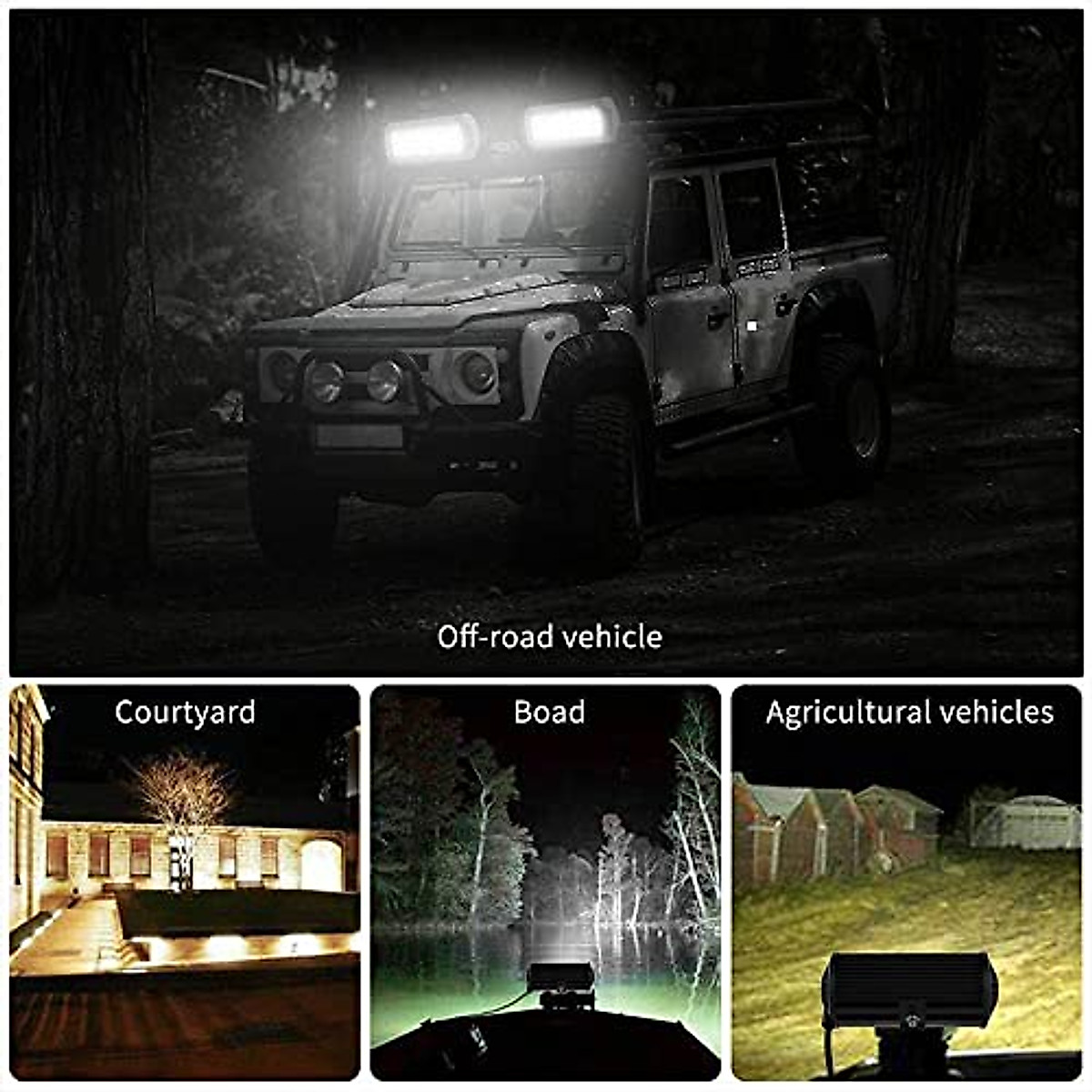 SAN YOUNG 7 Inch LED Tractor Work Lights, 120W 10000lm LED Light Bar Waterproof Combo Beam for ATV UTV SUV RV Truck Mower Golf Cart Pickup Boat, 2PCS
