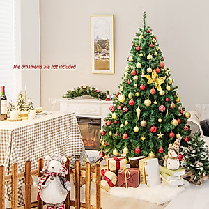 Goplus 6ft Artificial Christmas Tree, Premium Unlit Hinged Spruce Full Tree with 1000 Branch Tips, Metal Stand, Hinged Structure, Easy Assembly Festival Celebration Xmas Tree for Home, Office, Party