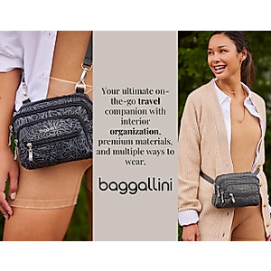 Baggallini womens Triple Zip Bagg cross body handbags, Midnight Blossom, One Size US