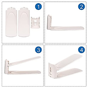 uxcell Shoe Slots Organizer PP Double Layer 3 Adjustable Heights Shoes Storage Rack for Closet Beige 2 Pcs