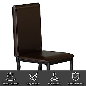 Recaceik Dining Room Table Set for 4 Modern Dinner Table Set for 4 Faux Marble Kitchen Table and Chairs for 4, 5 Piece Dining Table Set w/Leather Upholstered Dining Chairs for Small Spaces