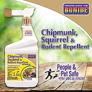 Bonide Chipmunk, Squirrel & Rodent Repellent, 32 oz Ready-to-Spray for Outdoor Use, Deter from Lawn & Garden