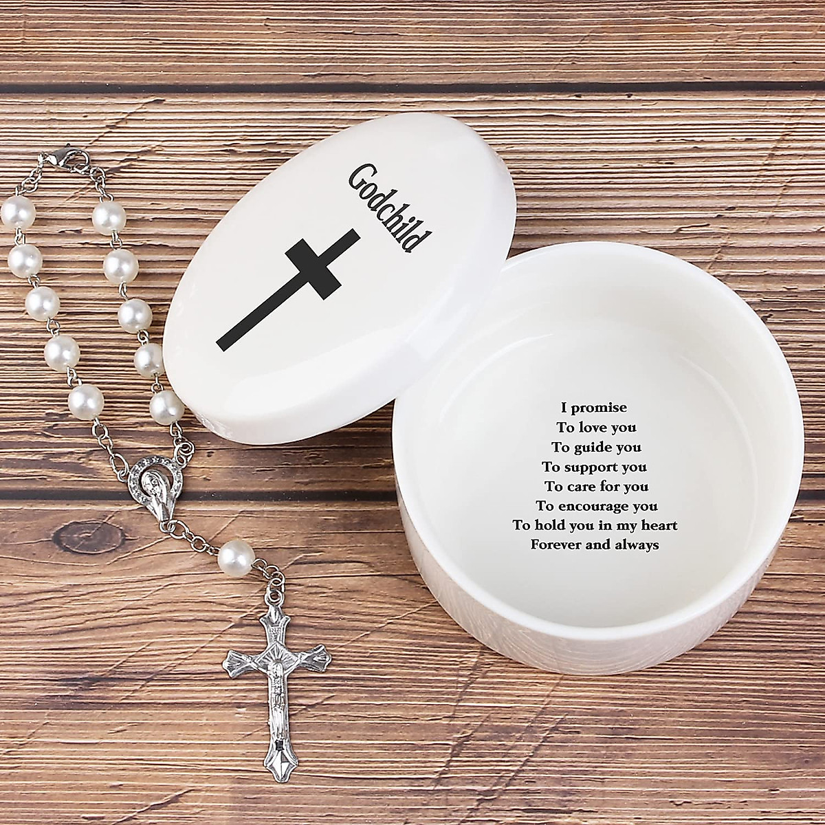 Baby Baptism/Dedication/Christening Keepsake Baptism Gift for Boy Girl from Godparents, Precious Moments Girl Boy With Praying Cross, Godchild, Baptism, Baby Shower, Godchild Christmas from Godmother