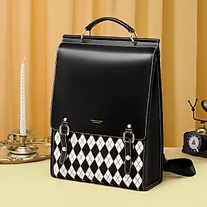 Cnoles Leather Backpack Purse For Women Fashion Ladies Vintage Bag Casual College Travel Backpacks Large bags Black