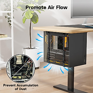 1home Economical CPU Holder Under-Desk PC Holder Desktop Computer Holder Computer Case Carrier Steel Adjustable Straps Computer Tower Mount Bracket