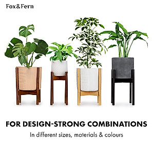 Fox & Fern Mid Century Modern Plant Stand, Plant Stand Indoor, Indoor Plant Stand, Plant Stands for Indoor Plants, Plant Holder, Corner Plant Stand - EXCLUDING Plant Pot - Acacia Wood - Fits 15" Pot