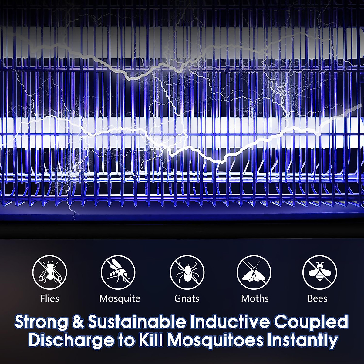 Mosquito Zapper, Electric Bug Zapper Indoor, Powerful Fly Insect Killer Repellent Lamp Outdoor Patio, Home Pest Control Bug Catcher Eliminator for Gnat Fruit Fly Moth w/Replacement Bulb (Black)