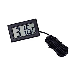 2PCS Digital LCD Temperature Monitor, 1M Cable with External Probe for Fridge Freezer Refrigerator Aquarium (Black Fahrenheit)
