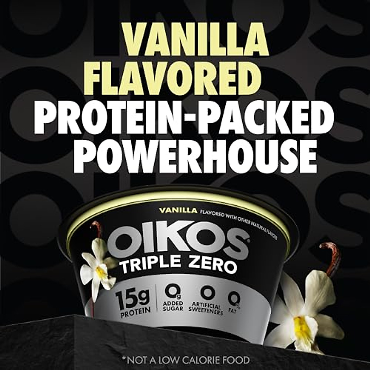 Oikos Triple Zero Vanilla Nonfat Greek Yogurt Pack, 0% Fat, 0g Added Sugar and 0 Artificial Sweeteners, Just Delicious High Protein Yogurt, 4 Ct, 5.3 OZ Cups