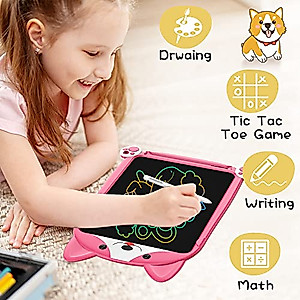 LCD Writing Tablet Board, Hockvill Toys 10 inch Colorful Doodle Drawing Tablet Pad Erasable Reusable Electronic, Toys for 3 4 5 6 7 8 Year Old Girls Boys Kids,Toddler Educational & Learning Birthday