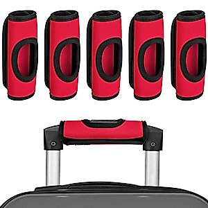 5 Pcs Neoprene Large Luggage Handle Wrap Handle Grip Luggage Tags Identifier Hollow Design for Push-Button, Bright Luggage Markers for Airport Travel Luggage Suitcase Trolley Case(Red, 5.5x7Inch)