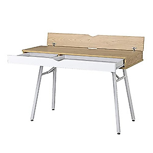 Techni Mobili Modern Multi Computer Desk with Storage, 30" x 21.7" x 45.3", Pine