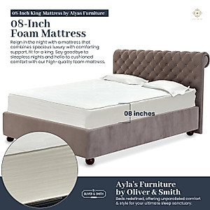 Aylas Furniture King Size Mattress 8 Inch King Size Foam Mattress High Density Reflex Support Layer & Visco-Elastic Comfort Foam & Premium Polyester Cover Eco-Friendly Breathable Firm King Mattress