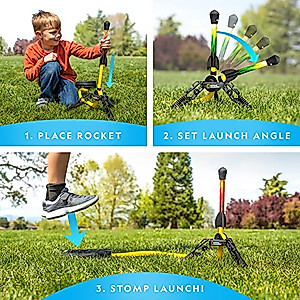 NATIONAL GEOGRAPHIC Air Rocket Toy Refill – Ultimate LED Rocket Collection with 5 Light-Up Air Rockets, Compatible with All Stomp and Launch Air Powered Rocket Launcher Sets