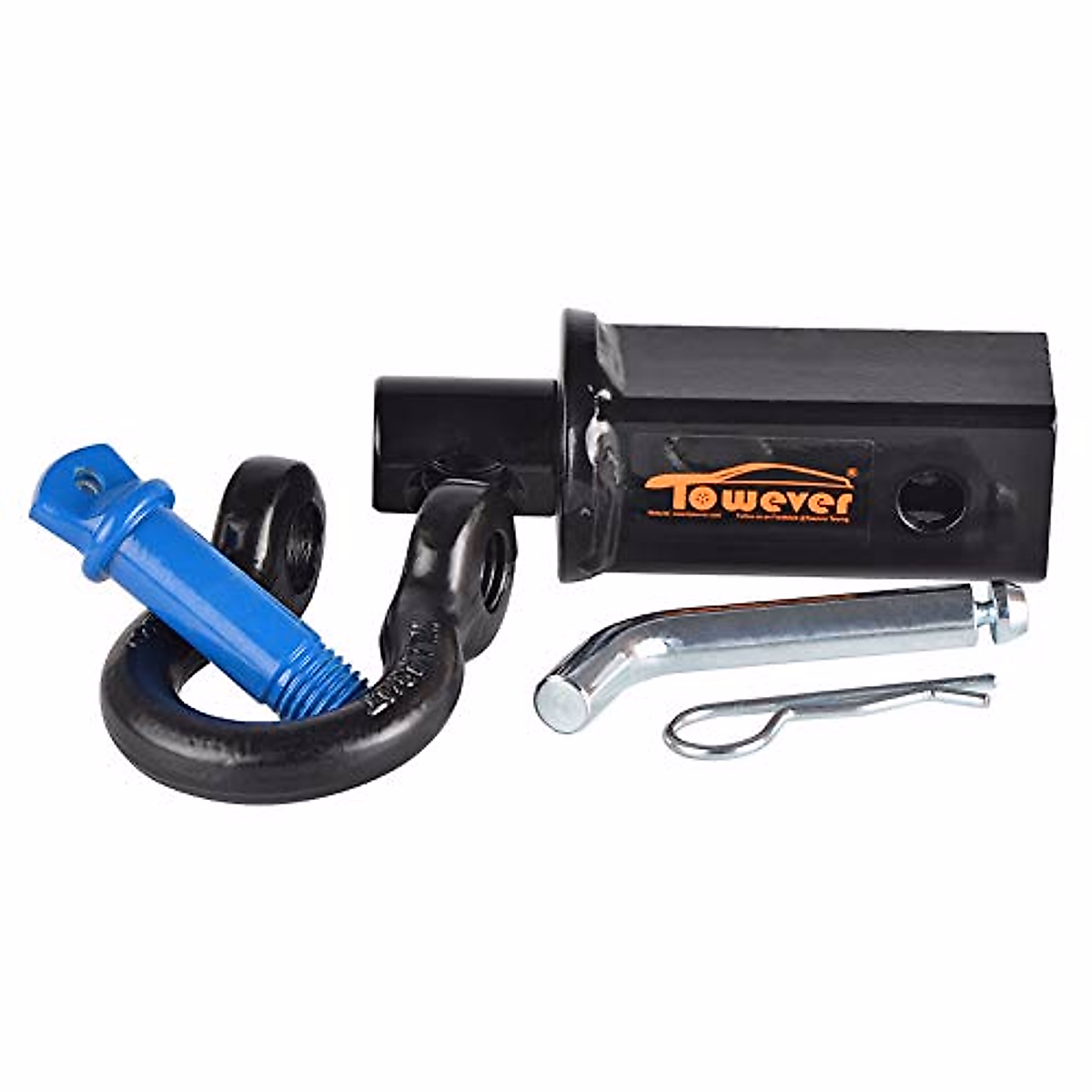 Towever 83710 Shackle Hitch Receiver 2 Inch(360 Degree Rotate D Ring for Towing Strap), Tow Hitch Accessories for Vehicle, Off-Road Recovery