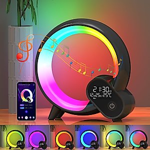 Smart Night Light for Kids,Wake Up Light Sunrise Alarm Clock,Ambient Light & Sleep Assistant 15 Soothing Sounds Baby Night Light,App,Bluetooth Speaker,Bedside Lamp,Timer,Remote Control,Ideal for GIF