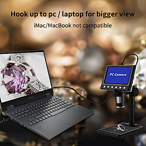 XClifes 4.3'' Digital USB Microscope, 1080p HD Microscope, 1000X Camera Sensor, Wired Remote Control, 8 LED Light, Adult Electronic Microscope, Compatible with Windows/Mac OS