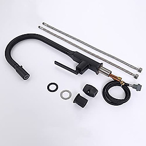 Kitchen Faucet with Pull Down Sprayer Brass Hot and Cold Water Swivel Kitchen Tap Sink Tap Black