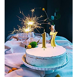 Bailym Gold 17th Birthday Candles, Number 17 Cake Topper for Birthday Decorations