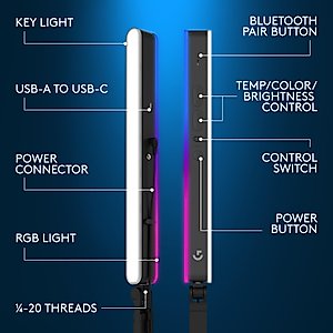 Logitech G Litra Beam LX Premium Dual-Sided RGB LED Streaming Key Light With TrueSoft, for Streaming, Broadcasting, LIGHTSYNC, Bluetooth, USB, PC/Mac – Graphite