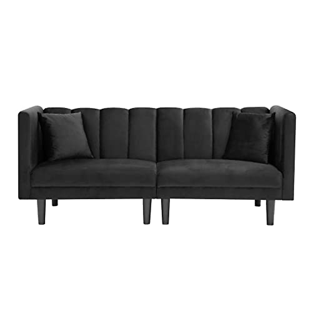 70'' Black Velvet Couch,Loveseat Sofa, Convertible Futon Sofa Bed, Accent Sofa Recliner,Metal Legs, 2 Couch Pillows,Modern Sofas for Home Living Room Bedroom