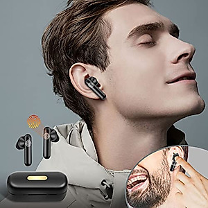 pstuiky Bluetooth 5.0 Wireless Earbuds with Charging Case Stereo Headphones Low Power Noise Reduction,Built in Mic Headset Premium Sound with Deep Bass for Sport Work 2023