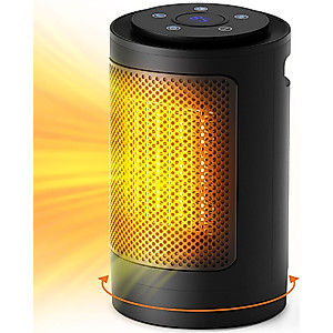 Space Heater, Portable Electric Heaters for Indoor Use, 1500W Oscillation Small Desk Heater Fan with Digital Display & Touch Control for Bedroom, Office