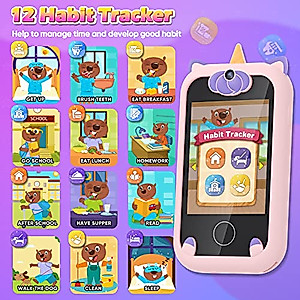 Lizzbey Unicorn Phone for Girls Age 3-8 - Touchscreen Learning Toy with Camera and 8G SD Card