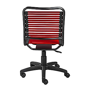 HomeRoots Red Flat Bungie Cord Low Back Rolling Office Chair