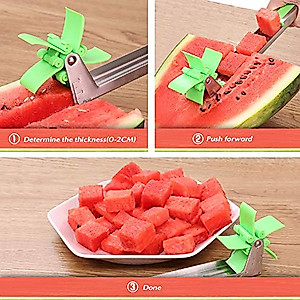 Watermelon Windmill Cutter Slicer [Original] - Weetiee Auto Stainless Steel Melon Cuber Knife - Fun Fruit Vegetable Salad Quickly Cut Tool, Best Gift For Girls Mom Friends, Must Have Kitchen Gadget