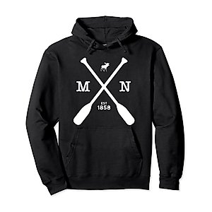 Minnesota Pullover Hoodie Moose and Paddles 1858 Midwest Pullover Hoodie