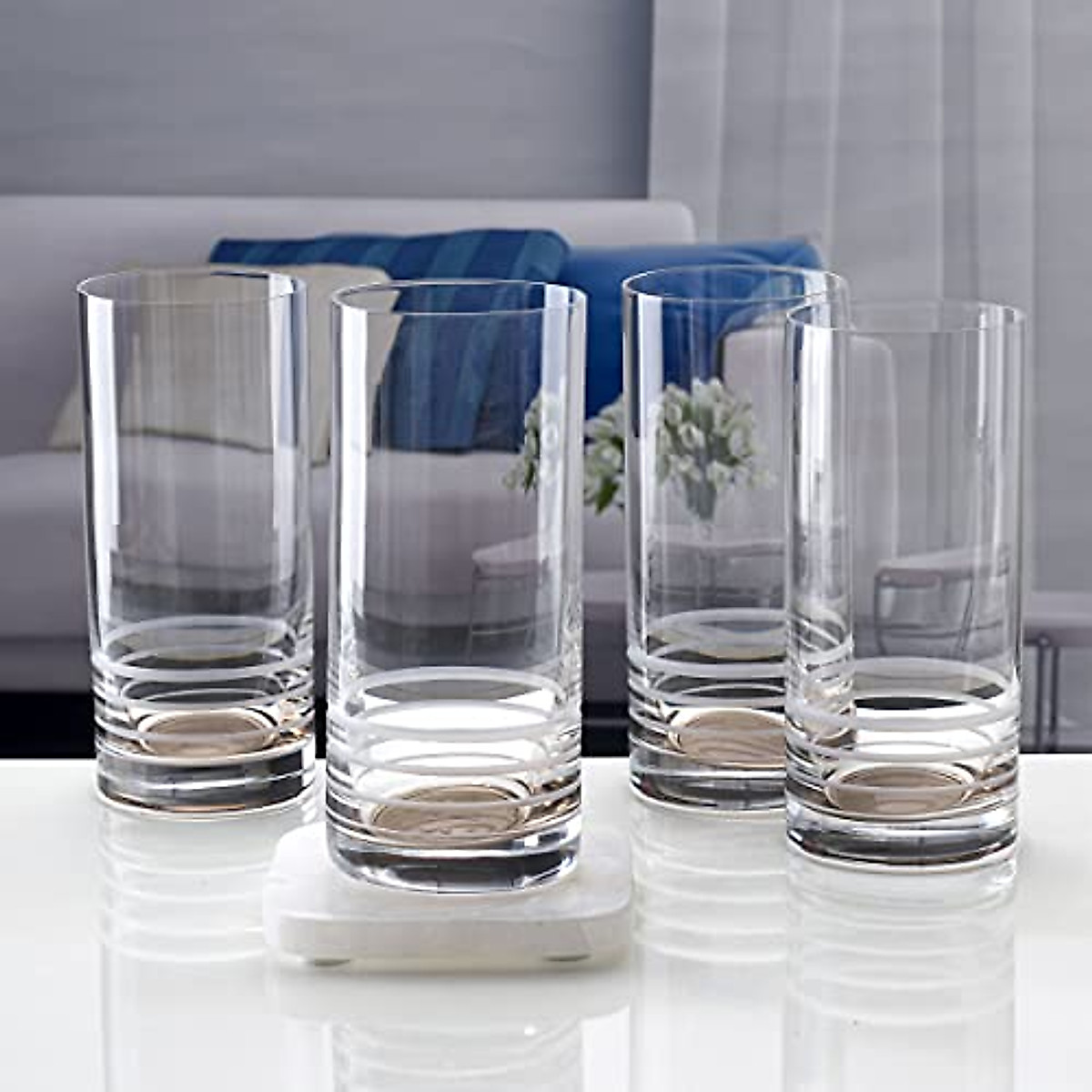 Mikasa Cal Ombre Highball Tumbler Cups, Set of 4, 17-Ounce, Gray