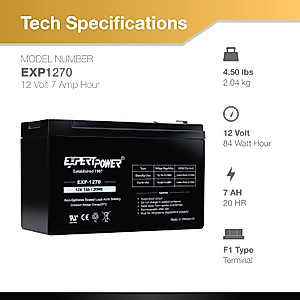 12V 7AH EXP1270 FIRST ALERT ADT ALARM BATTERY ExpertPower