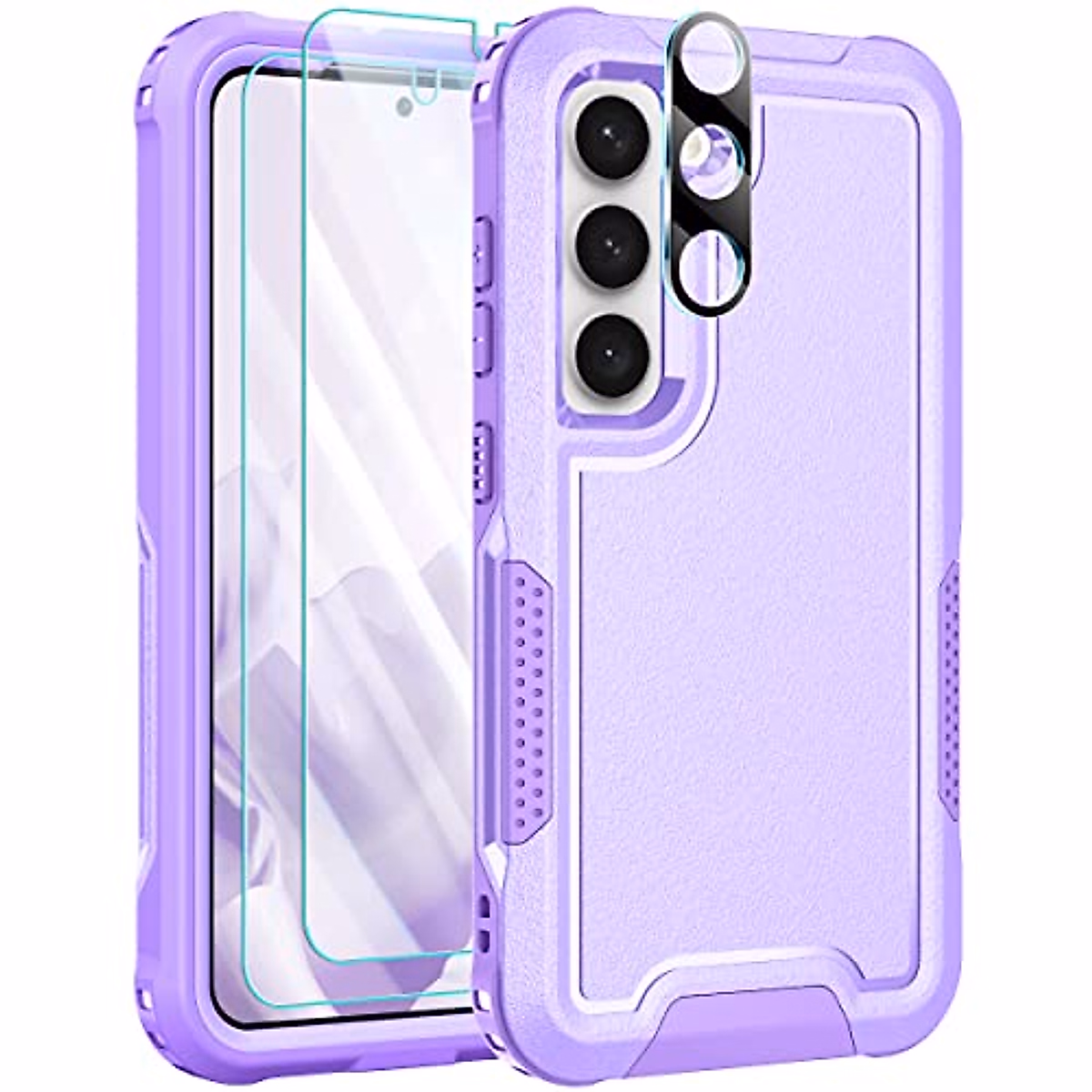 Military Grade Drop Protection Case For Samsung Galaxy S23 Plus with (2Pcs Tempered Glass Screen Protector+1Pcs Camara Lens Protector), Heavy-Duty Tough Rugged Full body Shockproof Hybrid cover