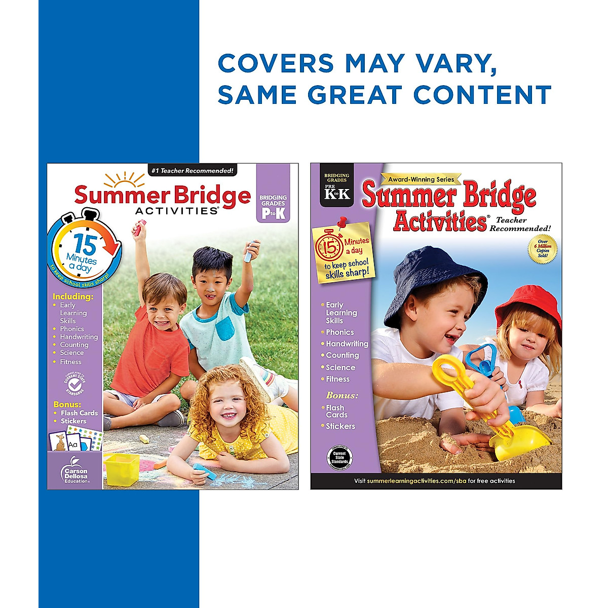 Summer Bridge Activities Preschool to Kindergarten Workbooks, Phonics, Handwriting, Math, Early Learning Summer Learning Activities, Kindergarten Workbooks All Subjects With Flash Cards