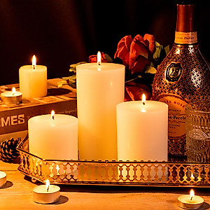 KONNI White Pillar Candles Set of 6, 3"x 3" Unscented Pillar Candles Bulk, 30 Hours Long Burning Candles, Smokeless&Dripless Large Round Candle for Wedding, Home Decoration, Parties, Spas, Dinner