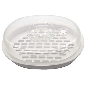 1-Tier Microwave Steamer Heating Steamer for Home Kitchen White (Oval)