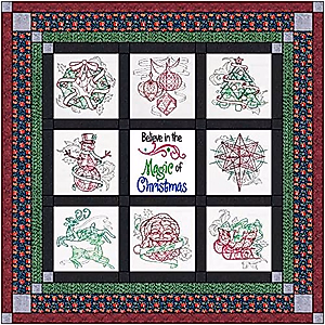 Material Maven Quilt Kit Believe in Christmas Pre Cut Ready to Sew/Finished Embroidery, Multi Color